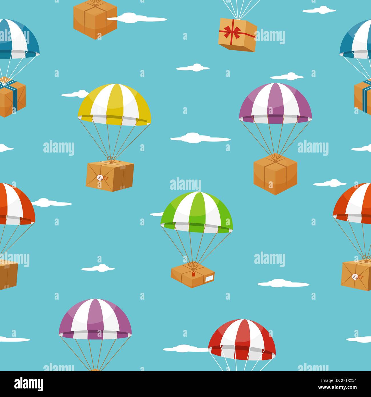 Delivery seamless background with gift boxes on parachutes. Delivery ...
