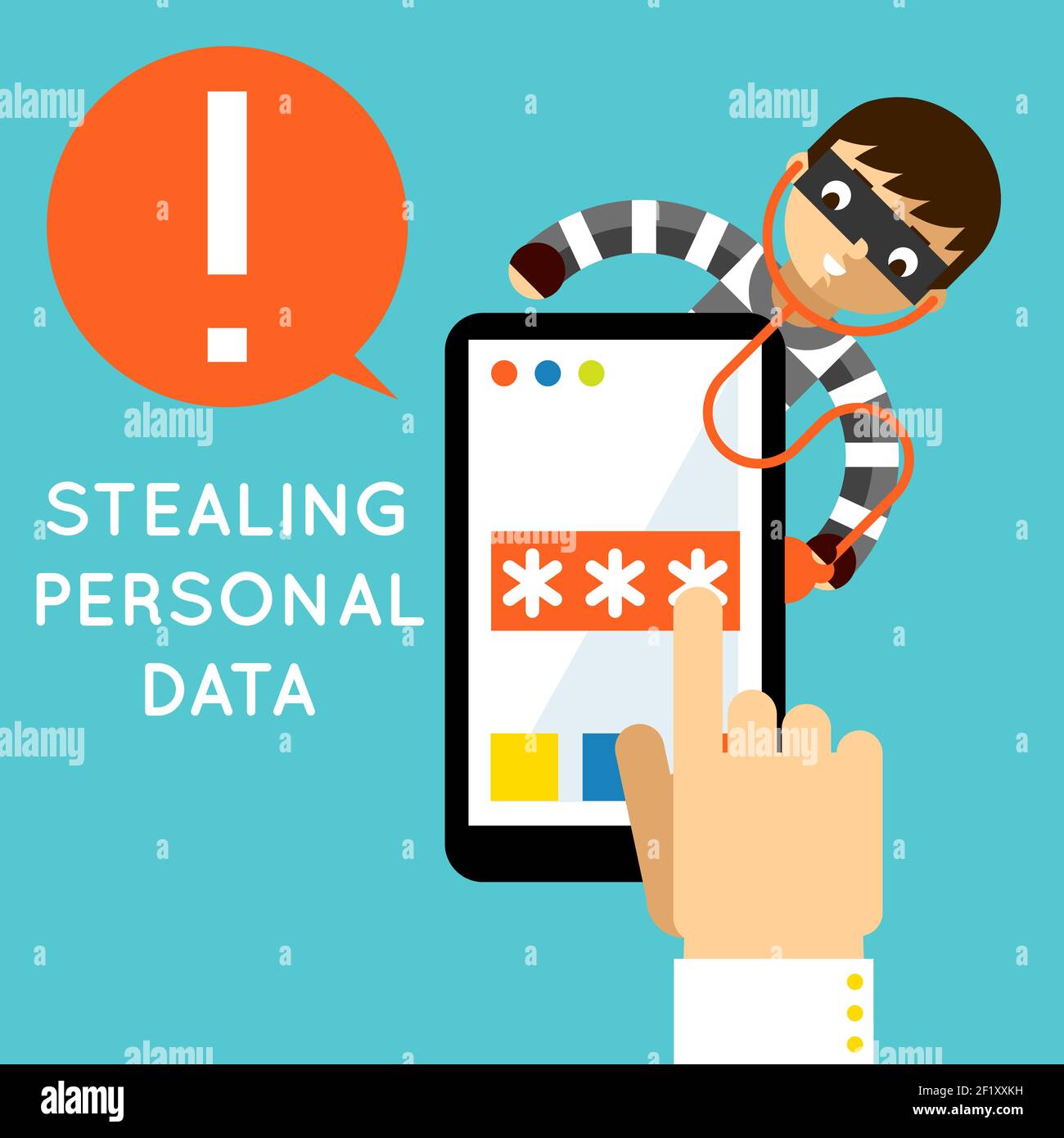 Stealing personal data. Internet protection, hacker crime, safety and ...
