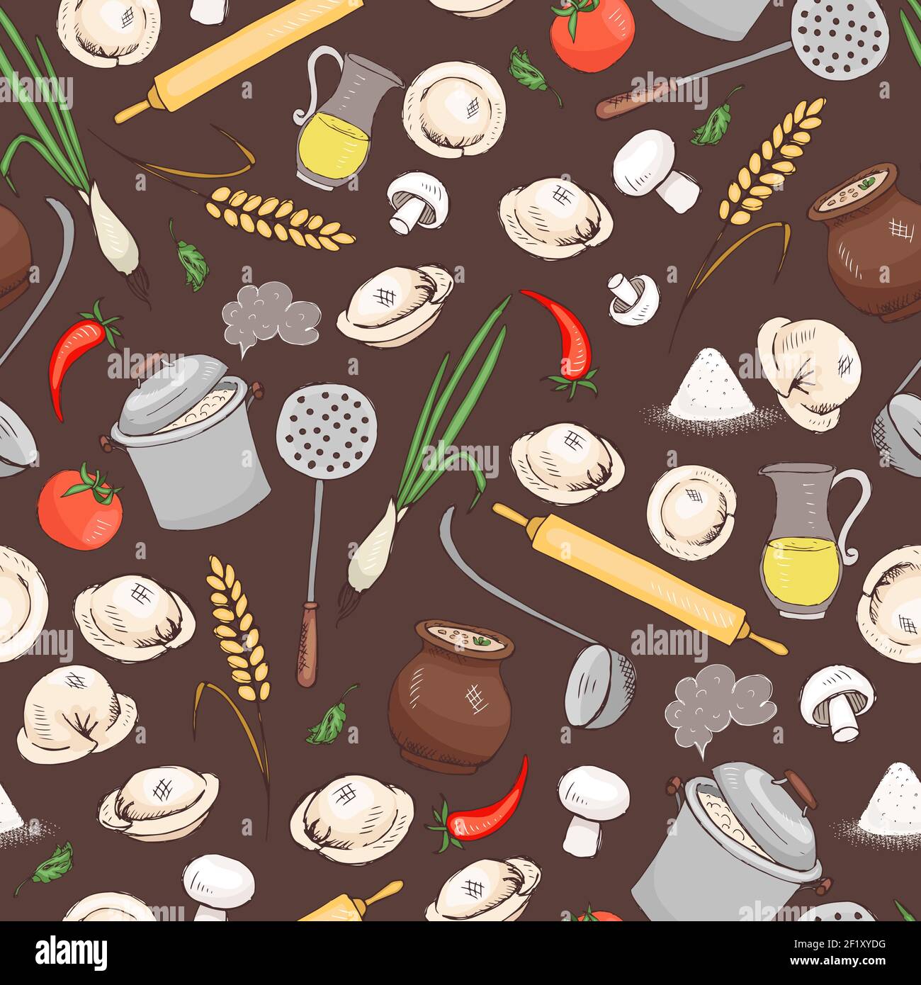 Kitchen and food seamless vector pattern for menu and another ...