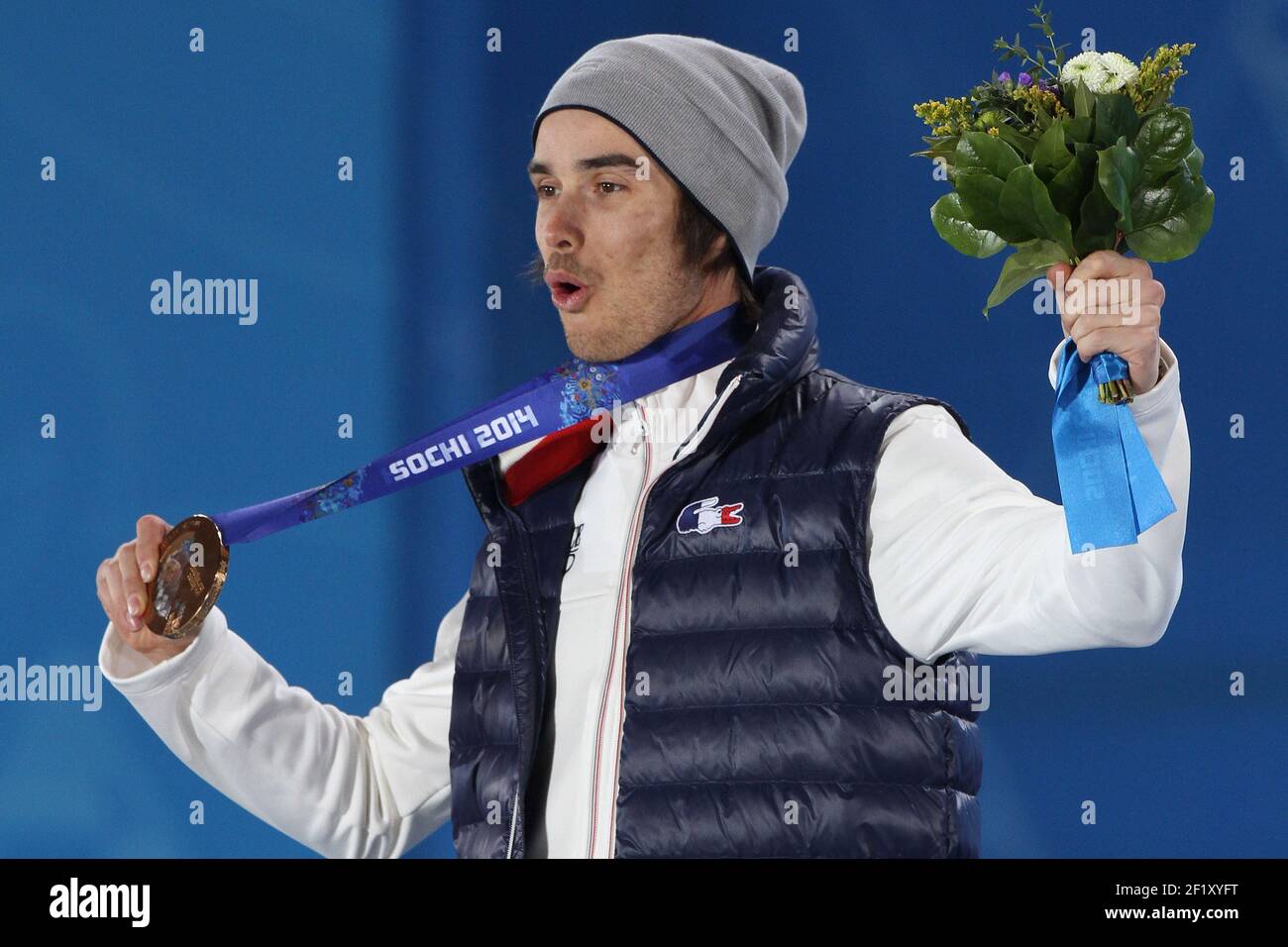 Freestyle Men's Ski Halfpipe Podium, Kevin Rolland from France, bronze medal, at the place ...