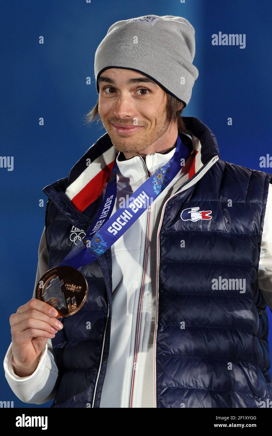 Freestyle Men's Ski Halfpipe Podium, Kevin Rolland from France, bronze medal, at the place ...