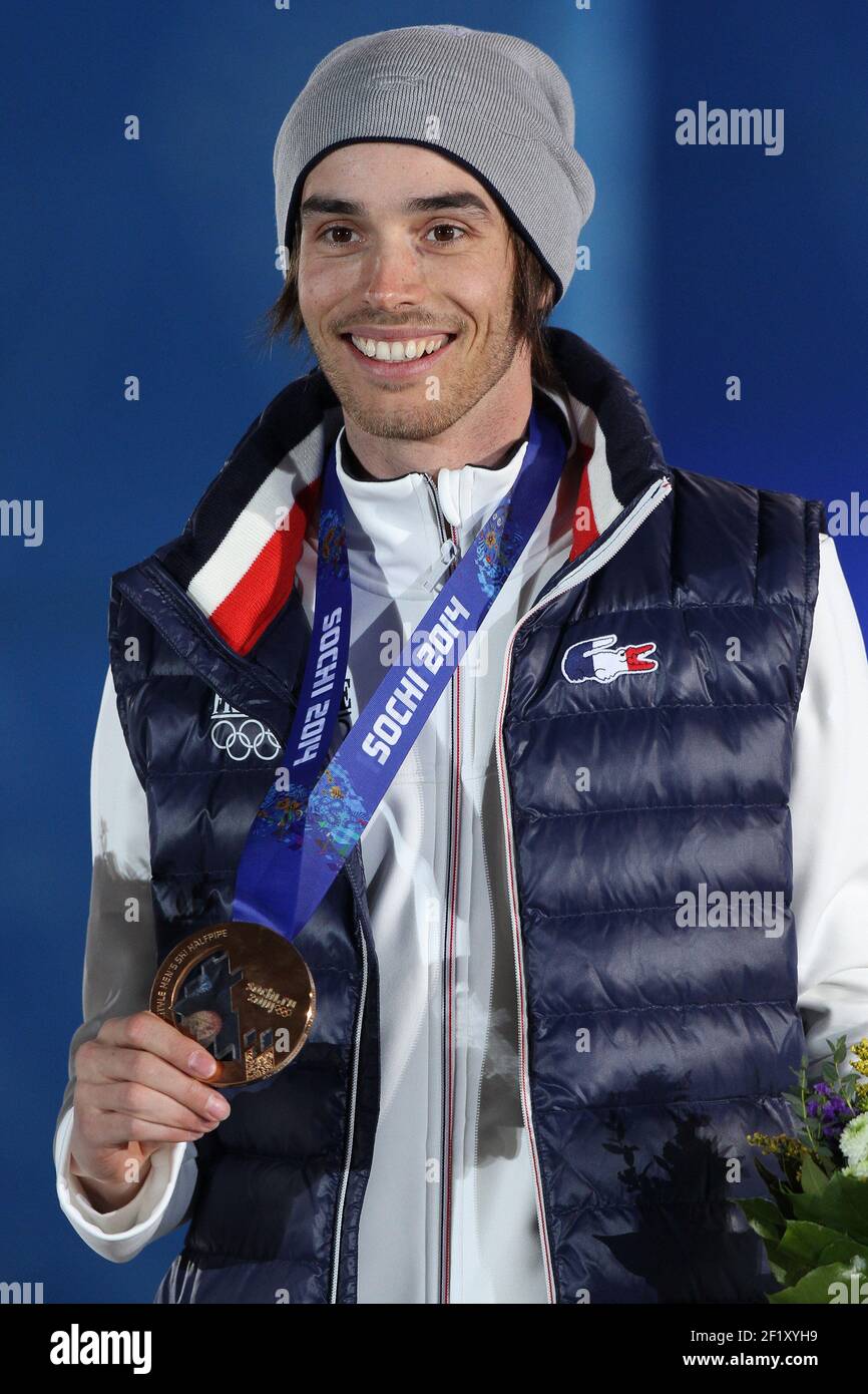 Freestyle Men's Ski Halfpipe Podium, Kevin Rolland from France, bronze medal, at the place ...