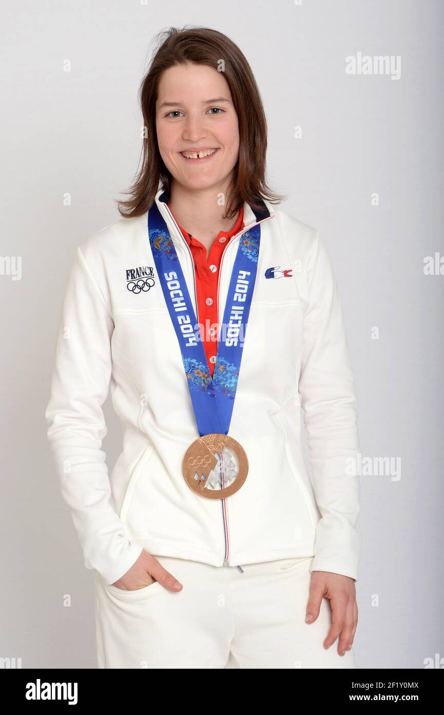 Portrait of Coline Mattel from France, bronze medalist of ski jumping ...