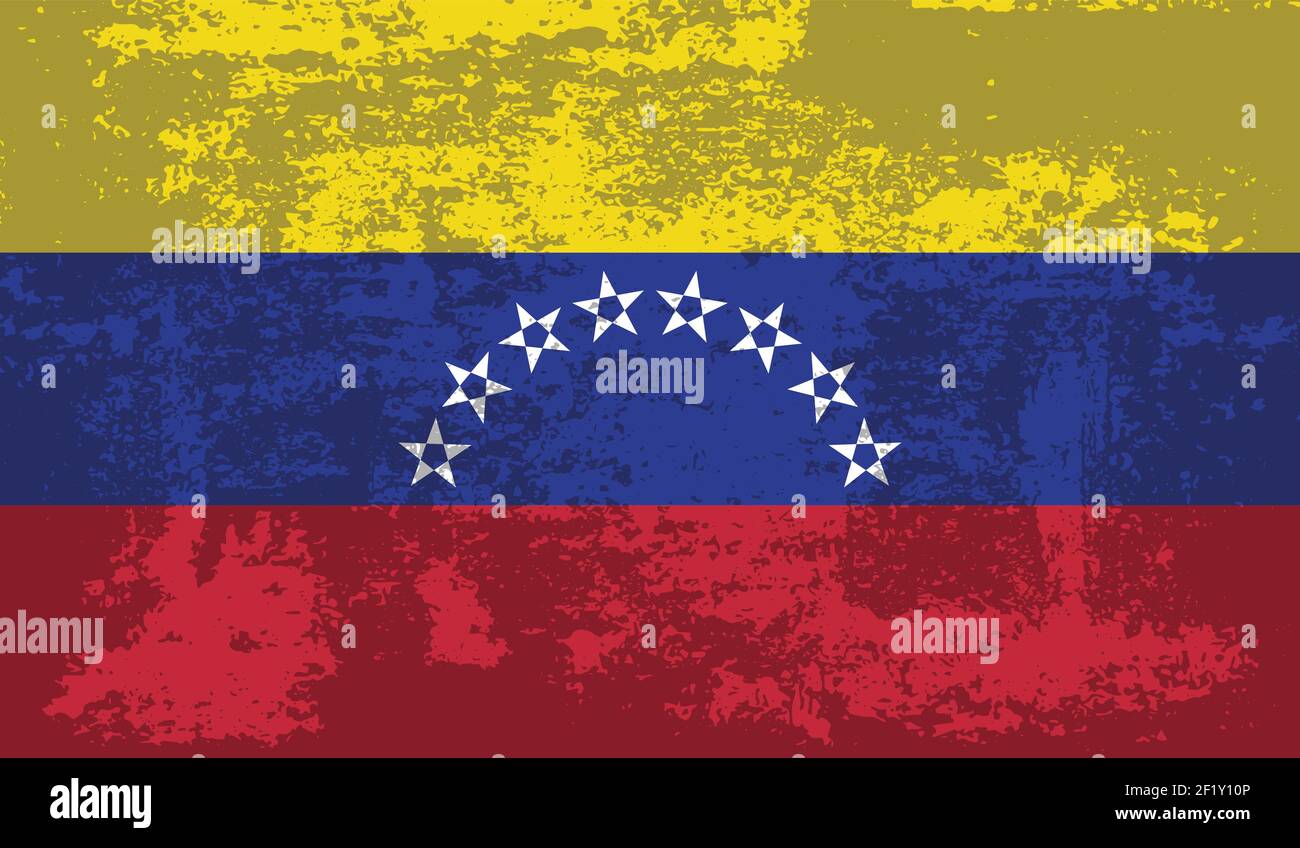 Venezuela flag with waving grunge texture. Vector background Stock ...