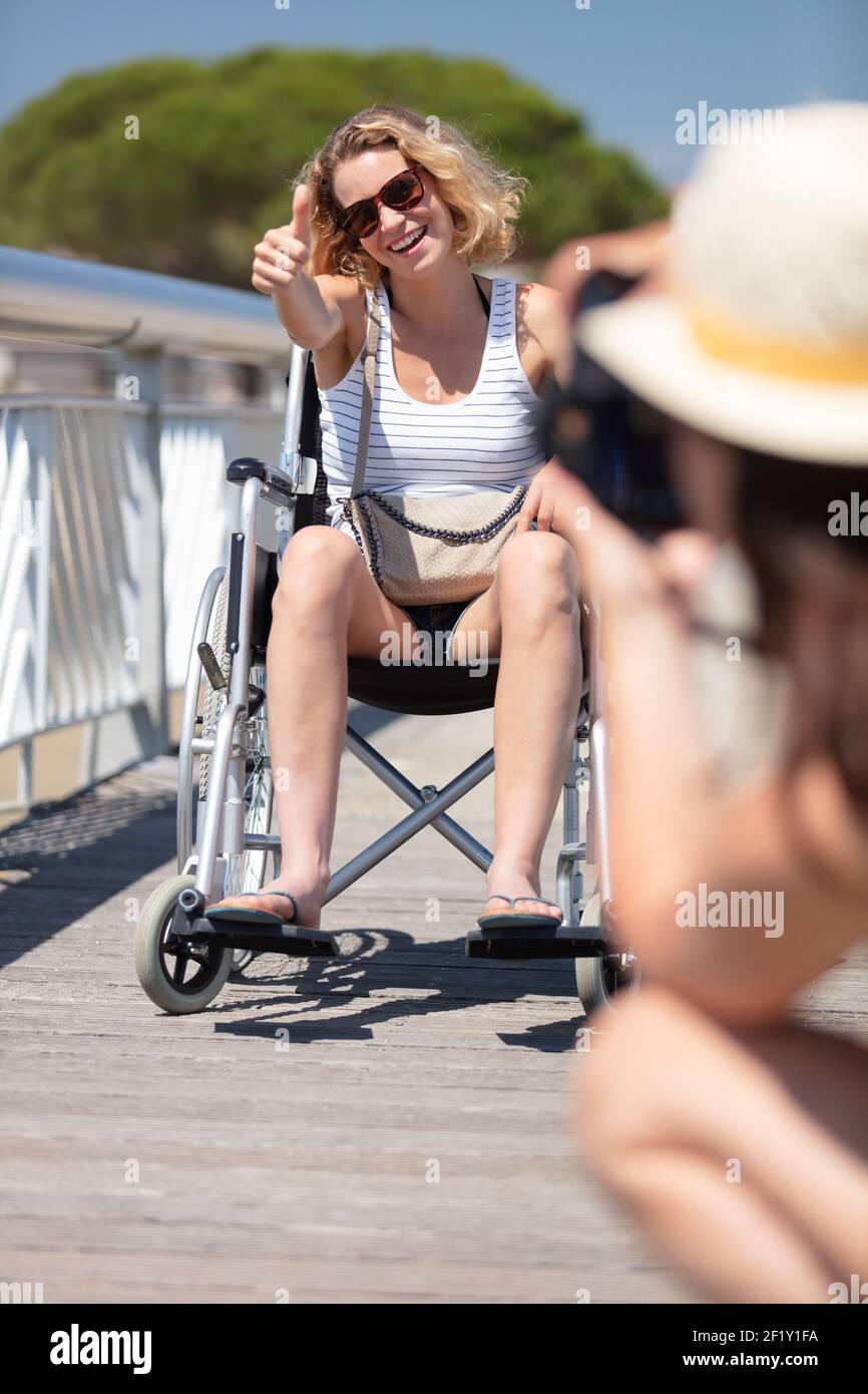 Woman taking photograph disabled hi-res stock photography and images - Alamy