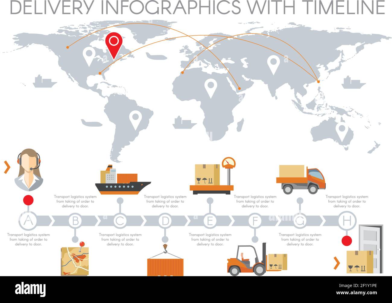 Delivery infographics with timeline. Management warehouse, business ...