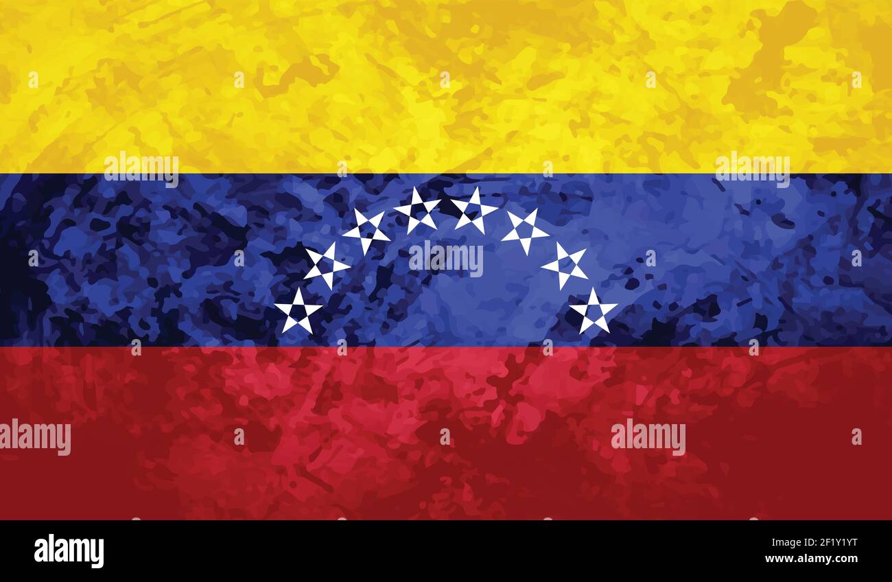 Venezuela flag with waving grunge texture. Vector background Stock ...