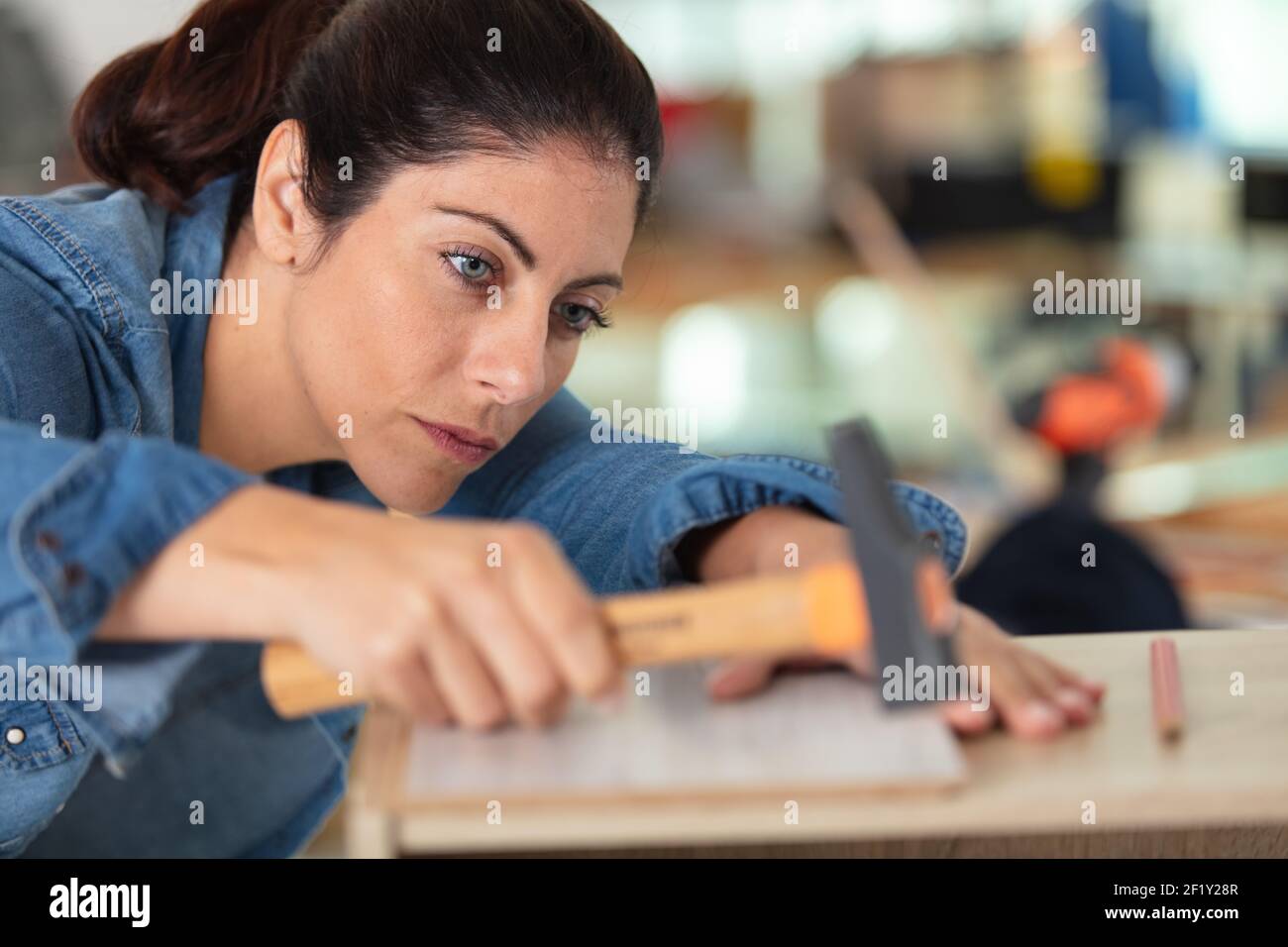 portrait of confident good-looking carpenter woman Stock Photo - Alamy