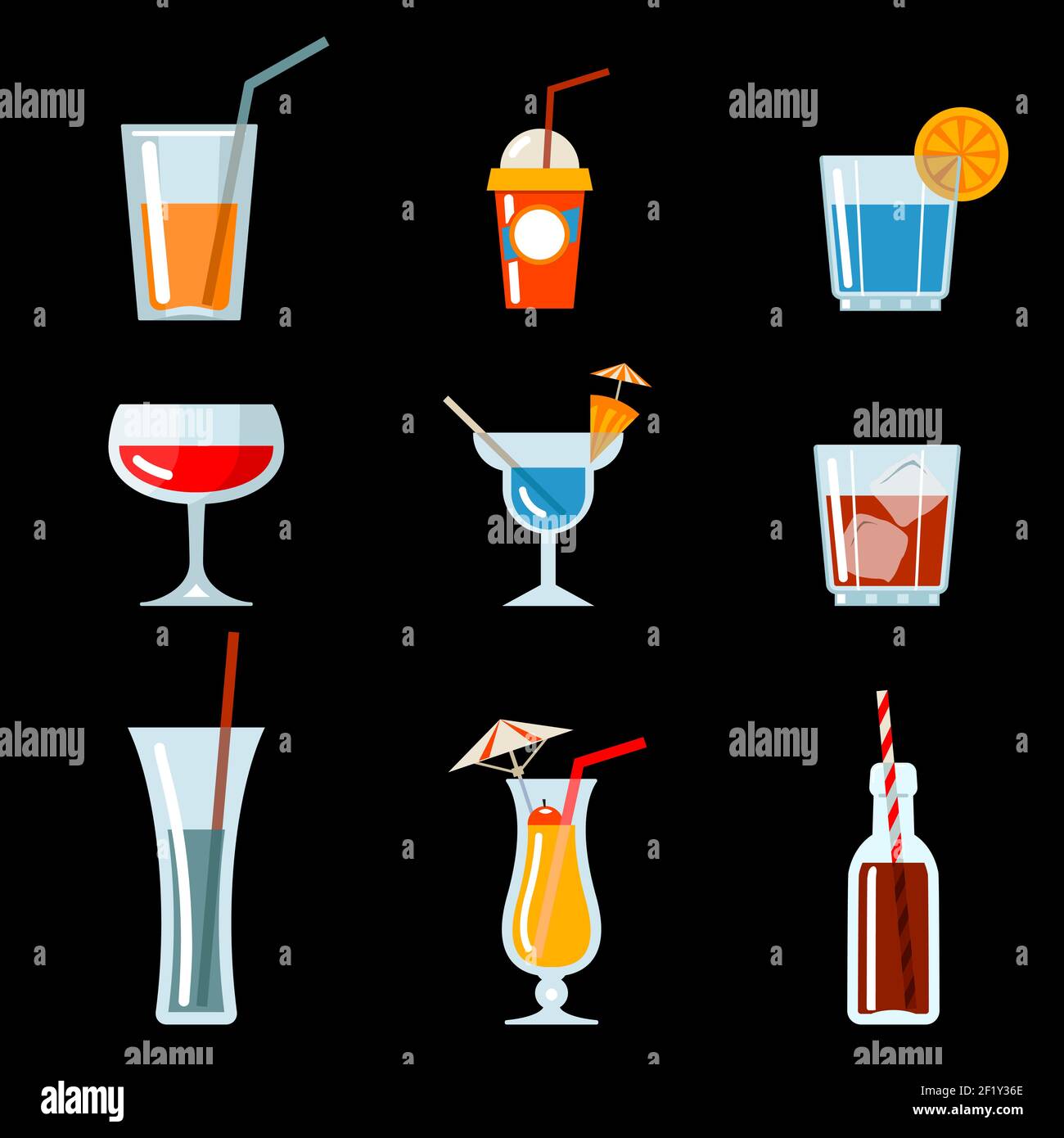 vector cocktail icons for cocktail party menu design Stock Vector Image ...