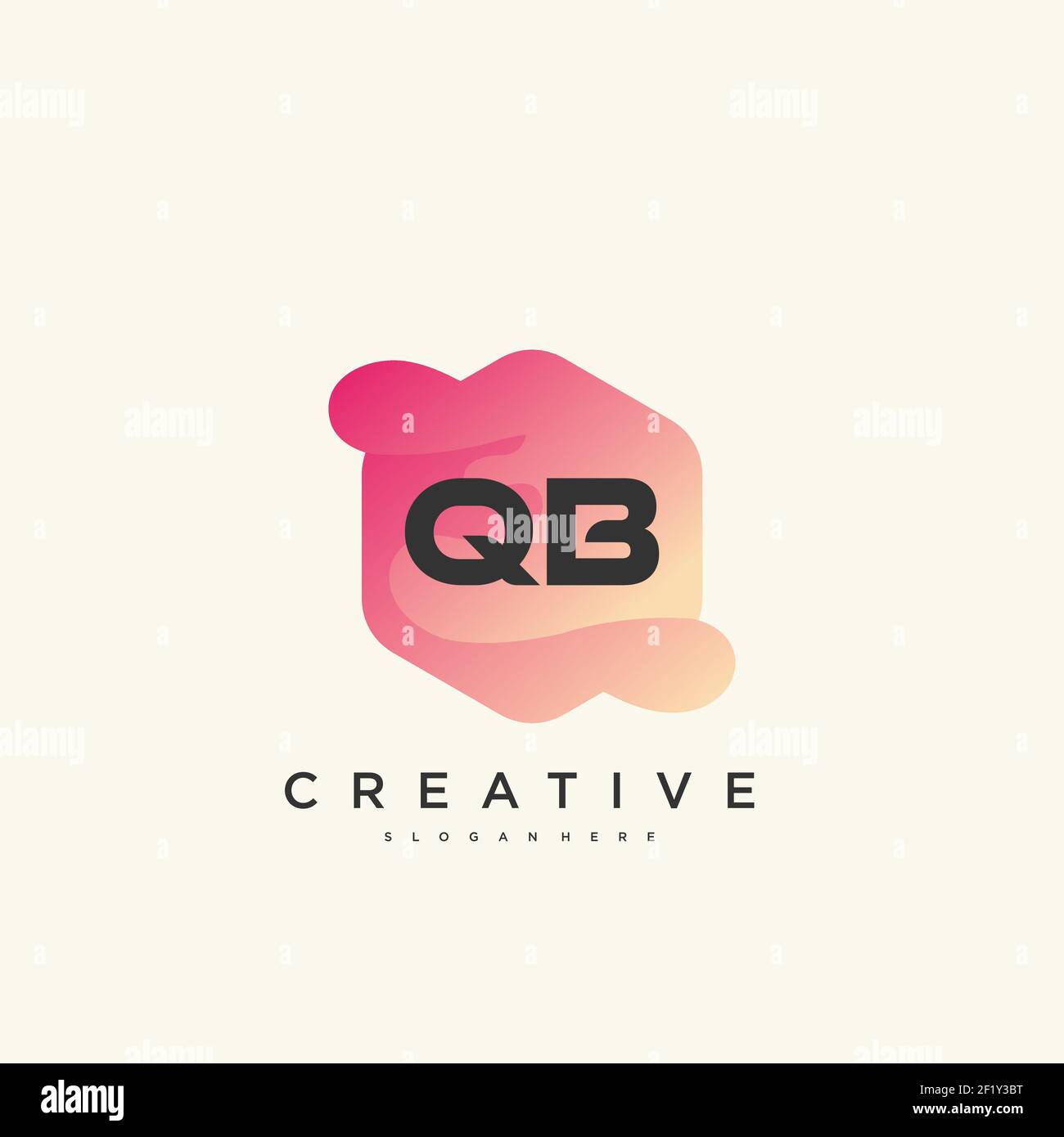 QB Initial Letter logo icon design template elements with wave colorful ...