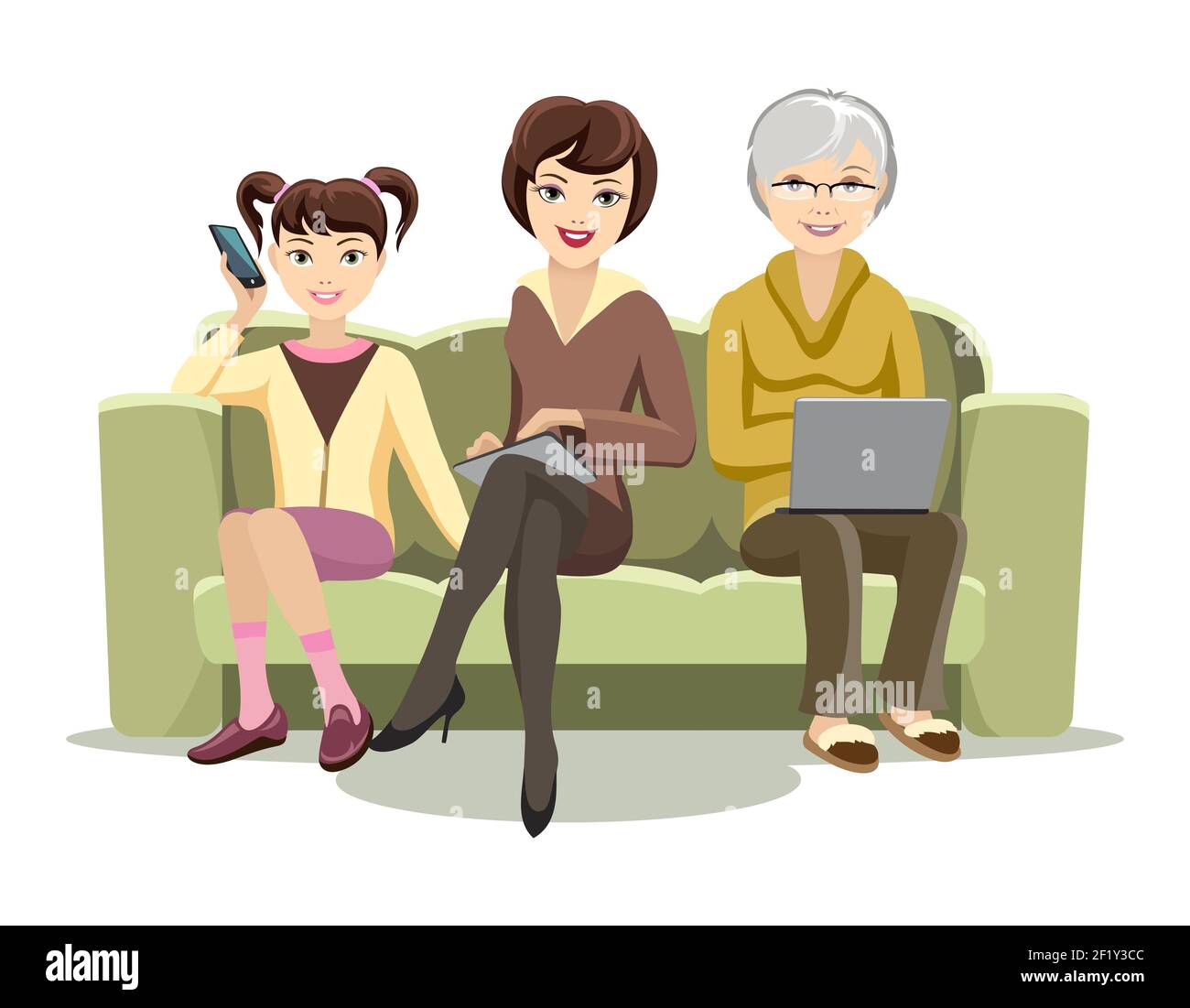 Family using electronic gadgets hi-res stock photography and images - Alamy