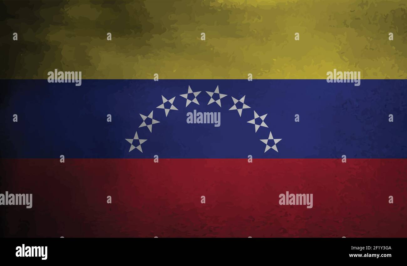 Venezuela flag with waving grunge texture. Vector background Stock ...