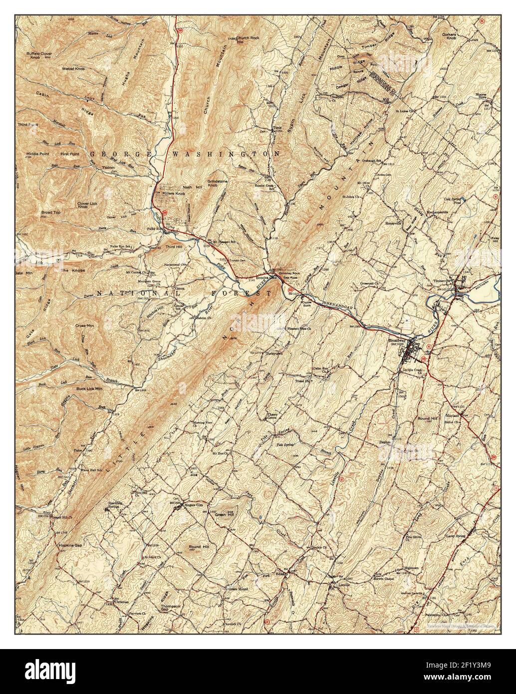 Broadway, Virginia, map 1950, 1:62500, United States of America by ...