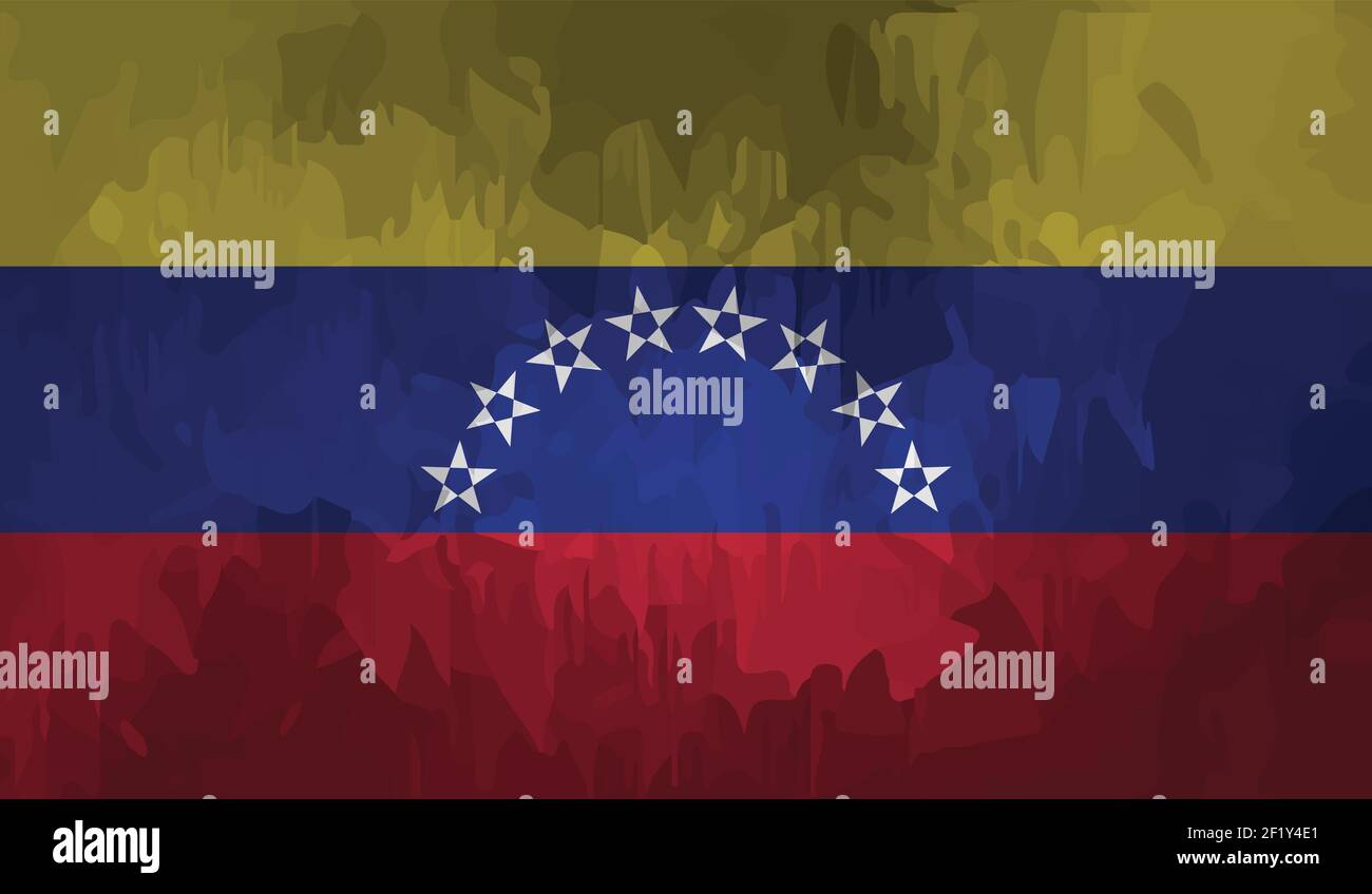 Venezuela flag with waving grunge texture. Vector background Stock ...