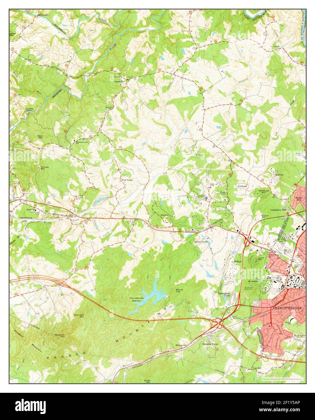Charlottesville West, Virginia, map 1964, 1:24000, United States of ...