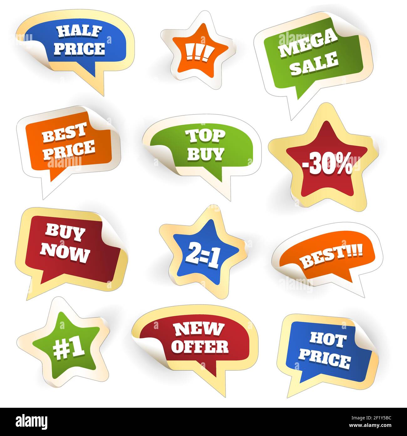 Assortment of Colorful Discount Sale Tags in Word Bubbles Stock Vector ...