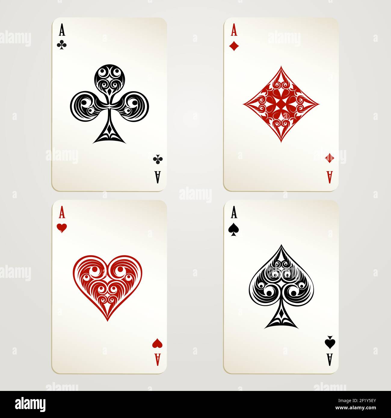 Four aces playing cards vector designs showing each of the four suits ...