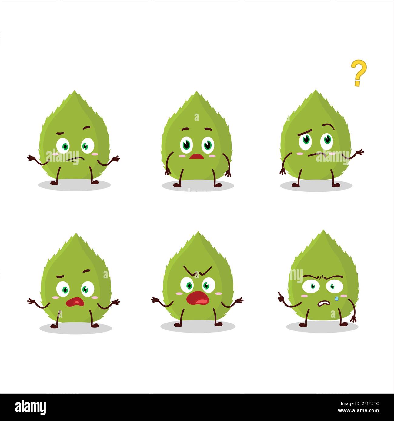 Cartoon character of basil leaves with what expression. Vector ...