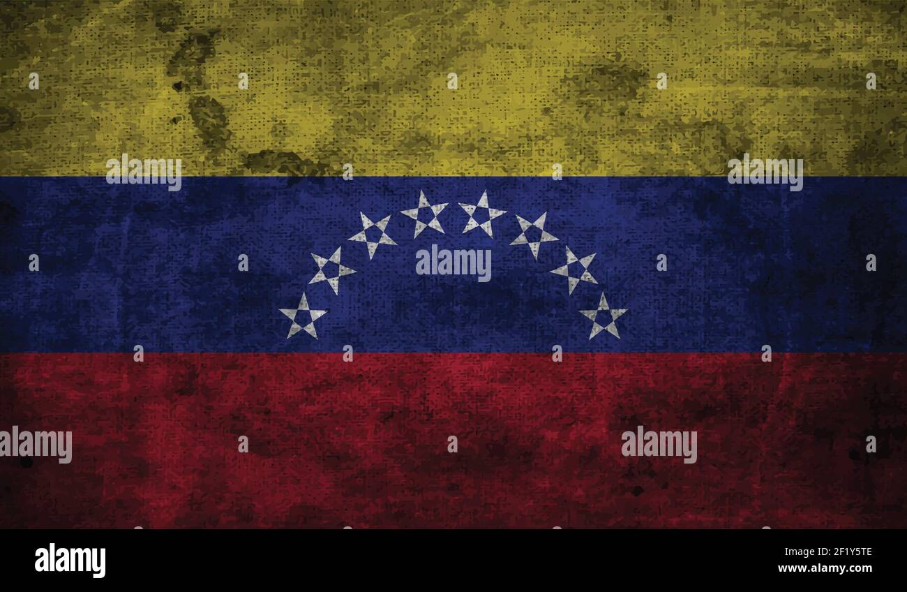 Venezuela flag with waving grunge texture. Vector background Stock ...