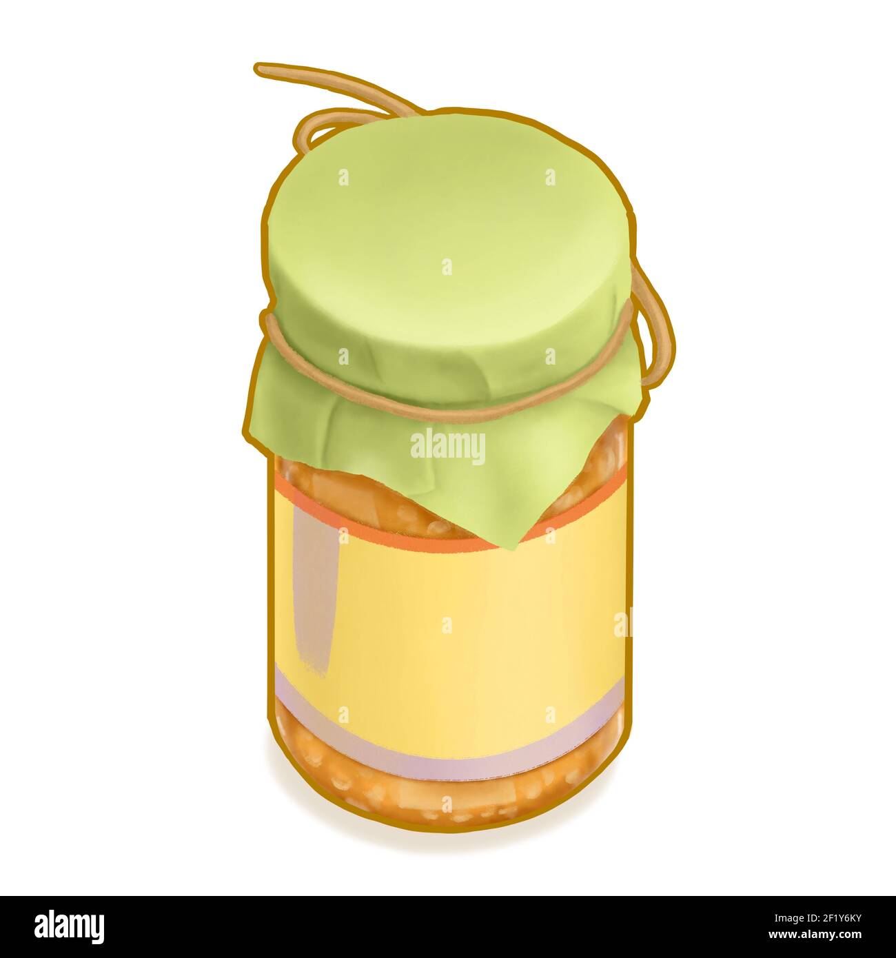 Fermented bean curd, a digital painting of glass jar package of yellow ...