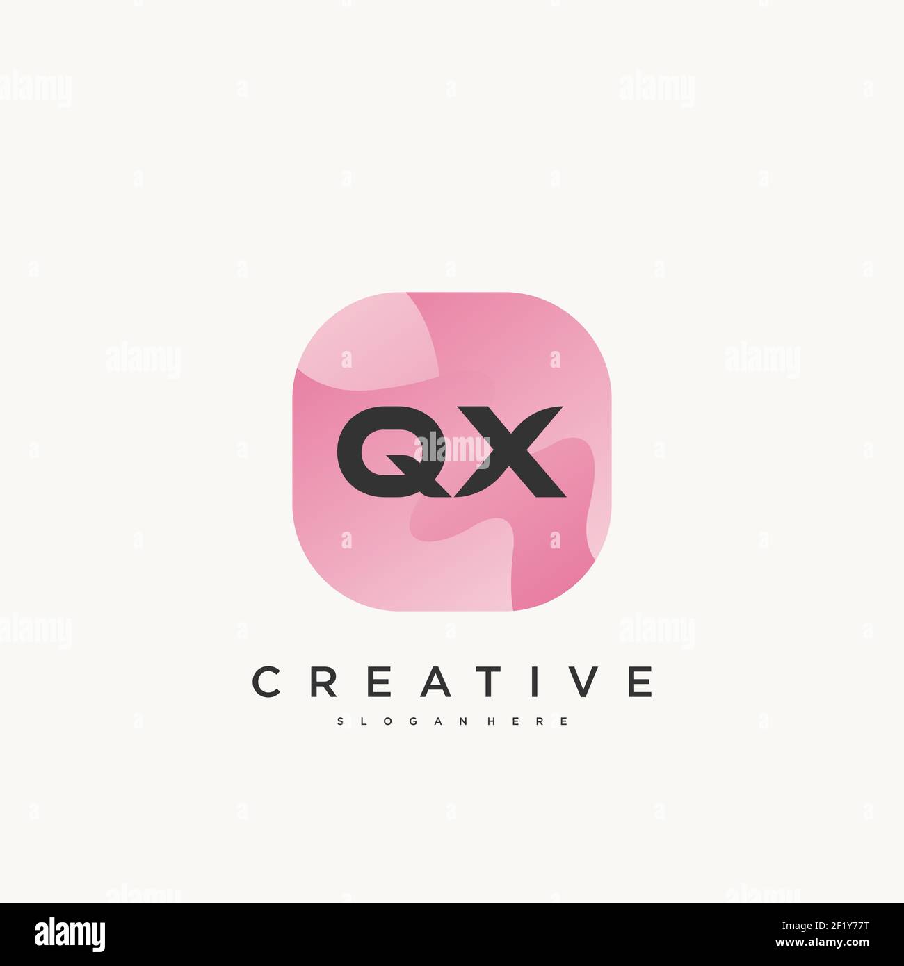 QX Initial Letter logo icon design template elements with wave colorful ...