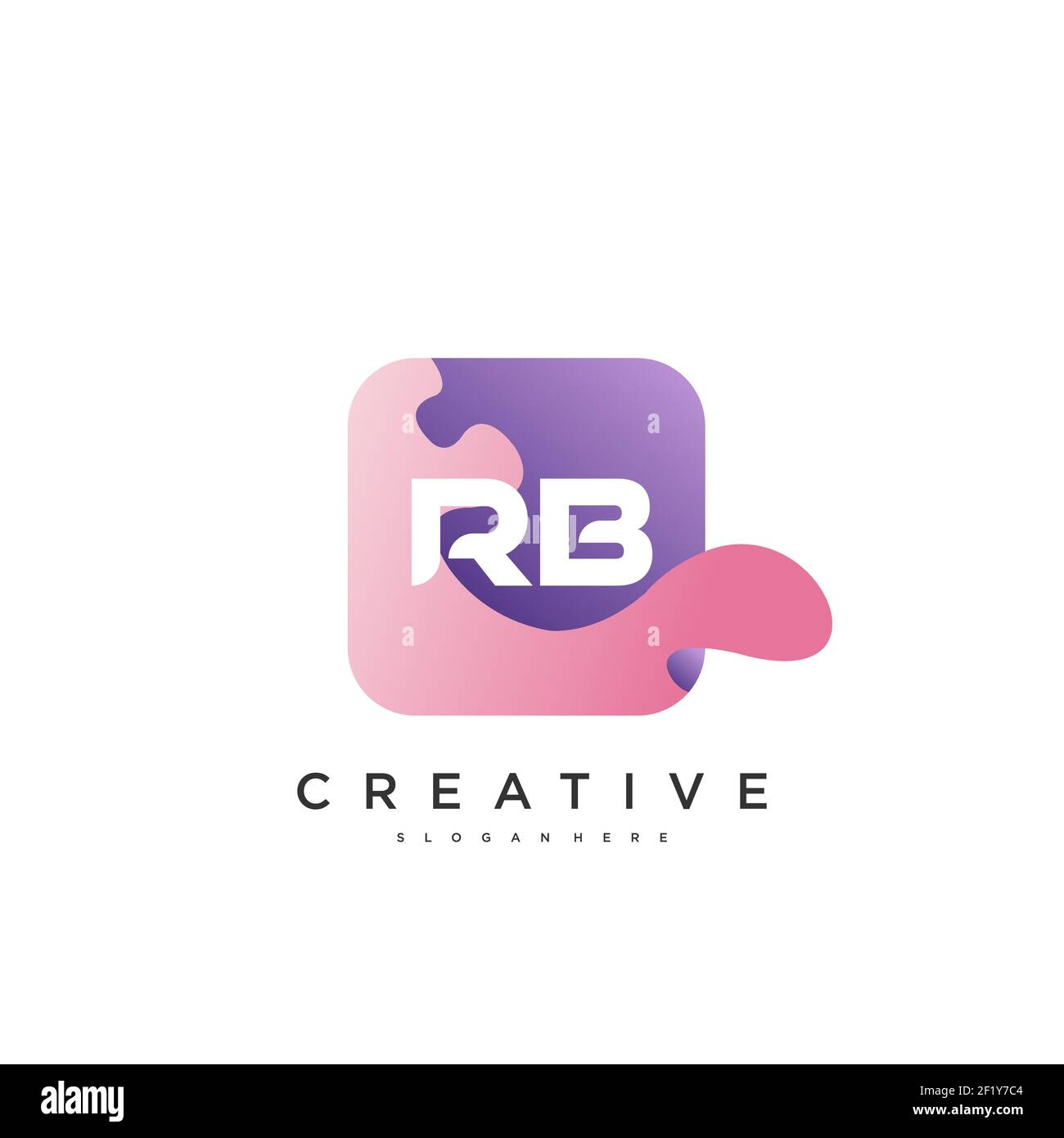 RB Initial Letter logo icon design template elements with wave colorful ...