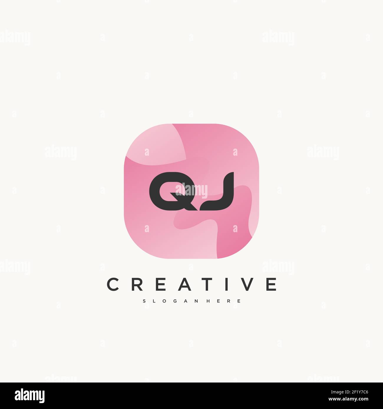 QJ Initial Letter logo icon design template elements with wave colorful ...