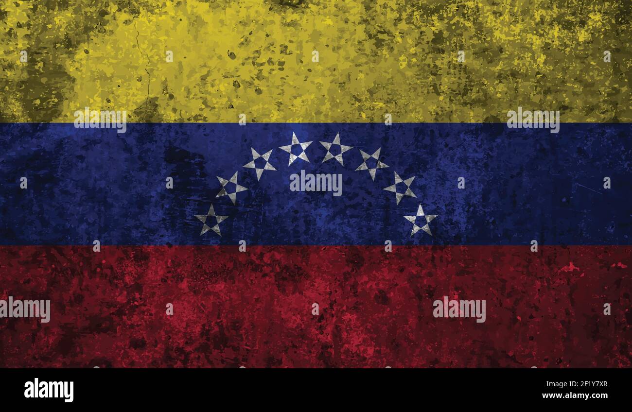 Venezuela flag with waving grunge texture. Vector background Stock ...