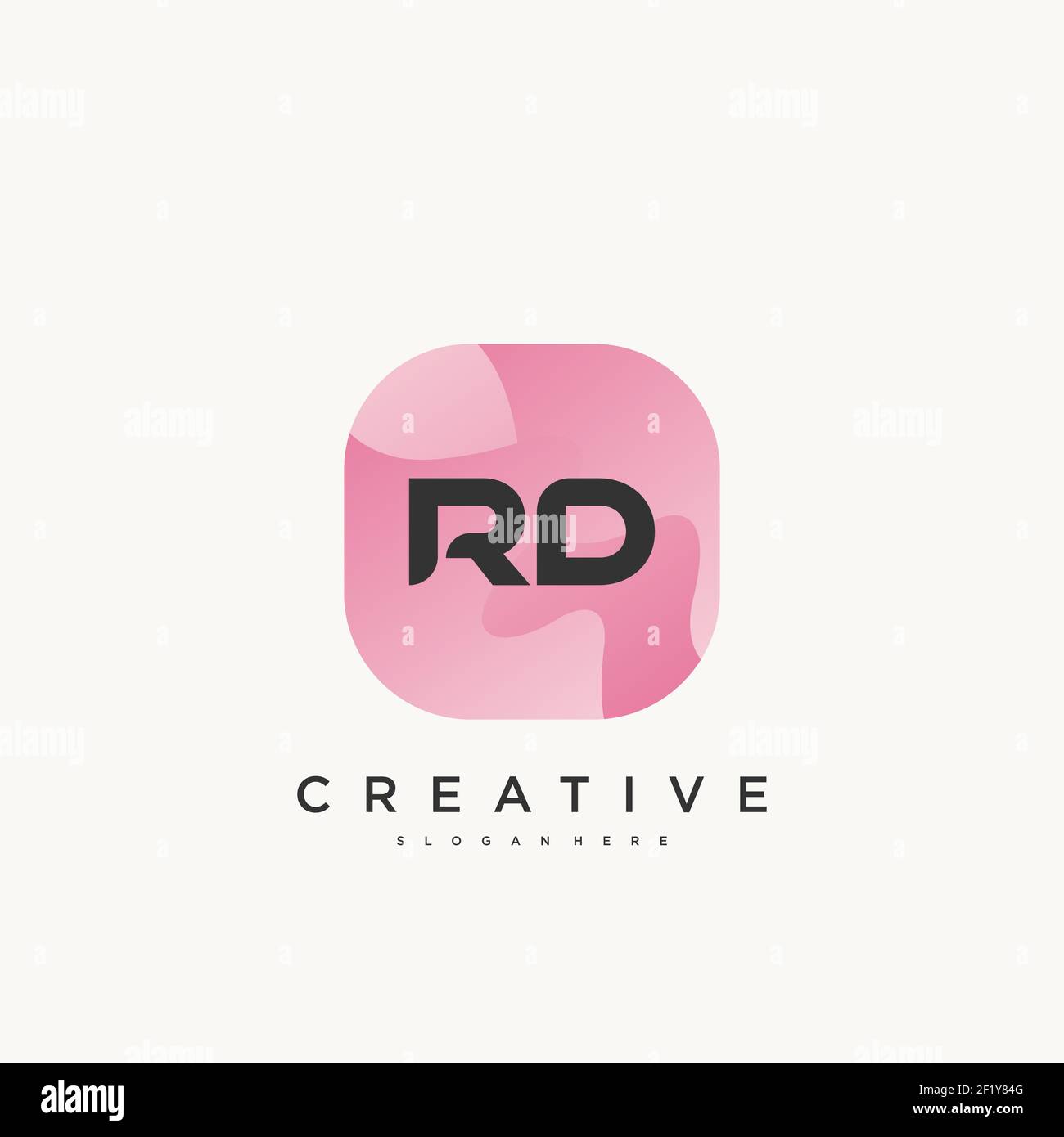 RD Initial Letter logo icon design template elements with wave colorful ...