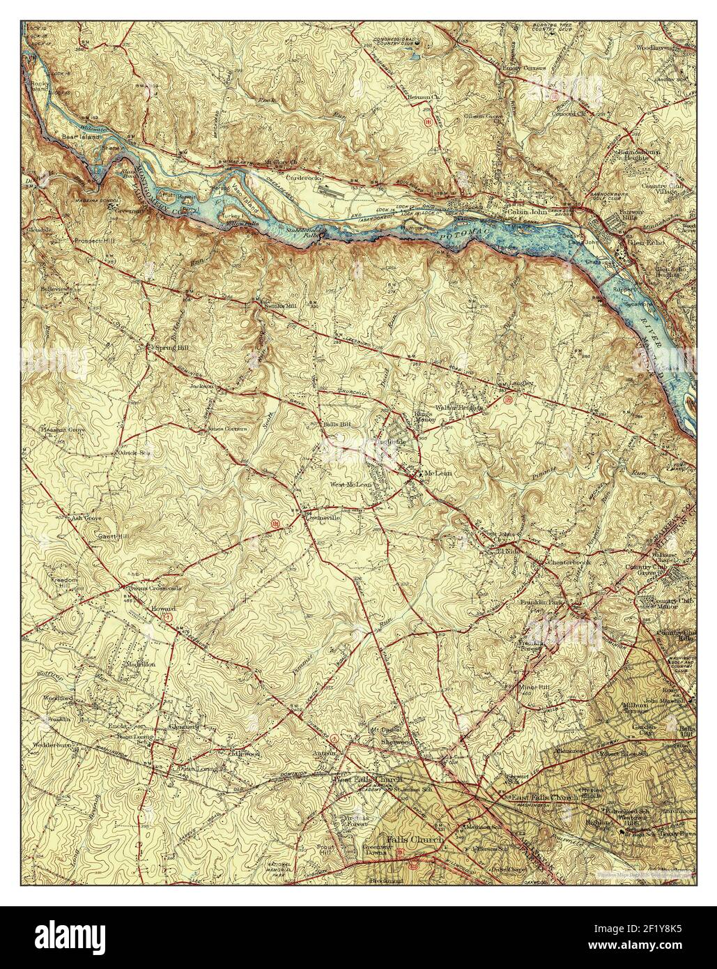 Old map of falls church Cut Out Stock Images & Pictures - Alamy