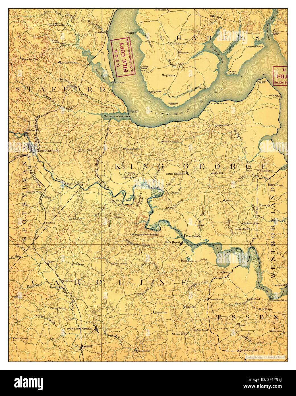 Fredericksburg county map hi-res stock photography and images - Alamy