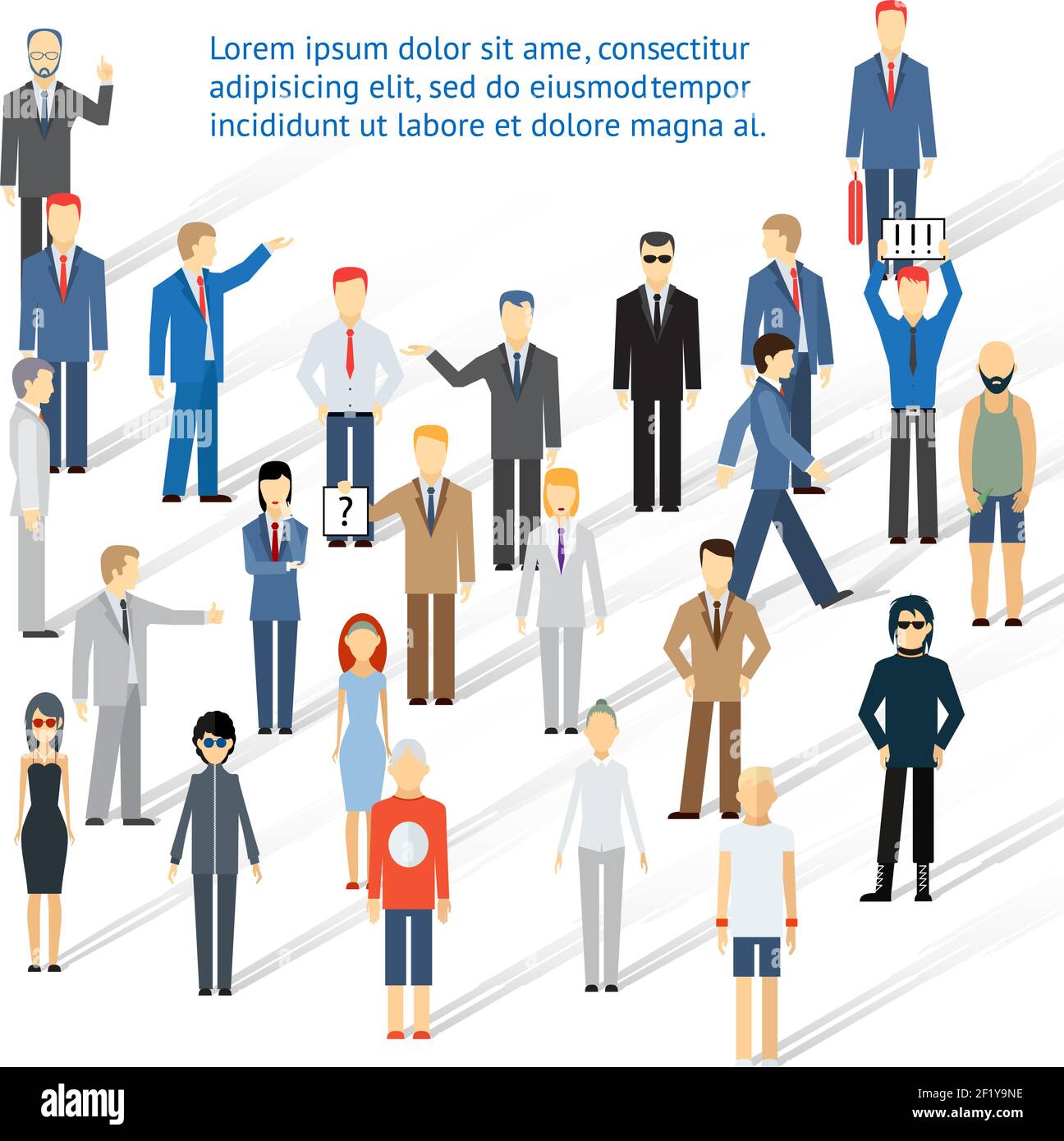 Crowding group of people, men and women. The concept of cooperation and ...