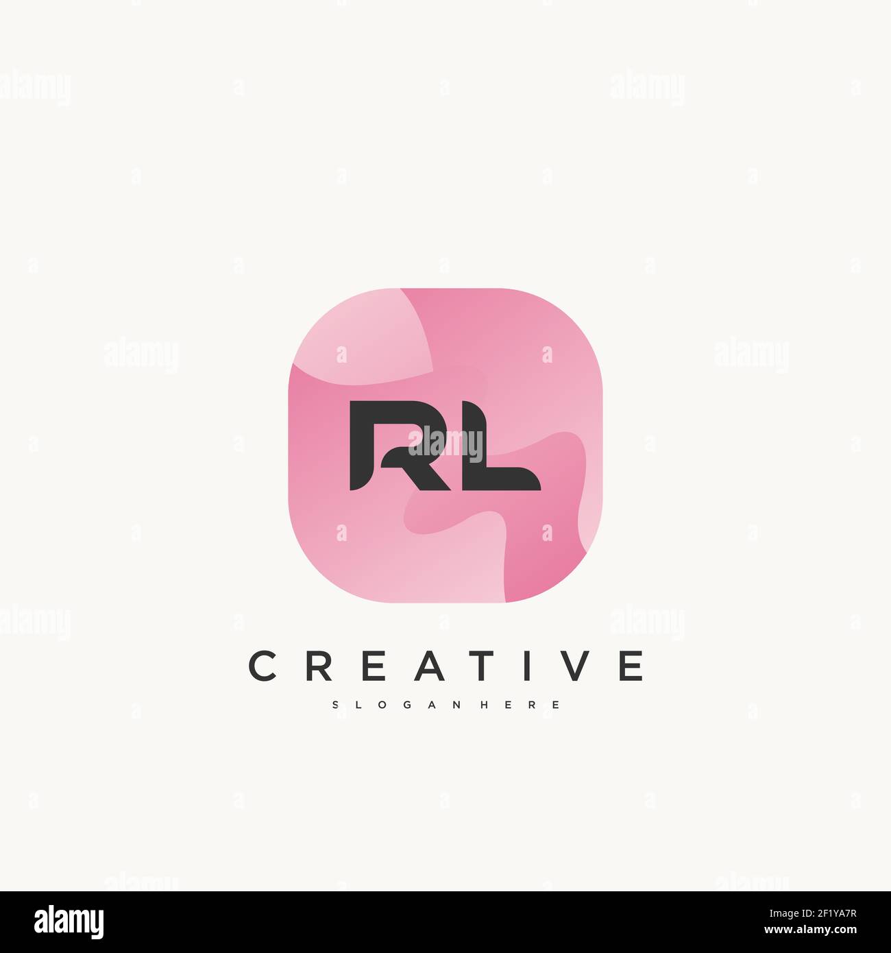 RL Initial Letter logo icon design template elements with wave colorful ...