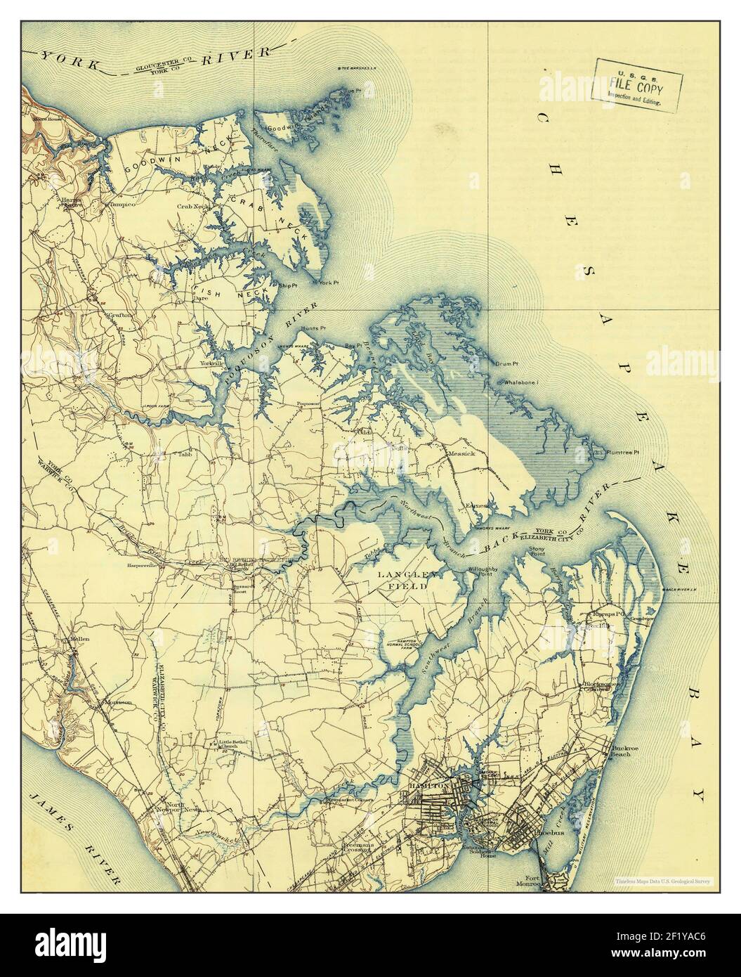 Hampton, Virginia, map 1907, 1:62500, United States of America by ...