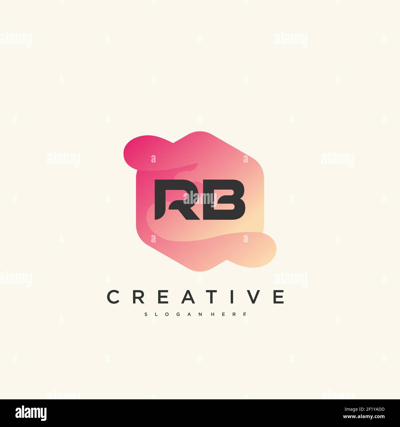 RB Initial Letter logo icon design template elements with wave colorful ...