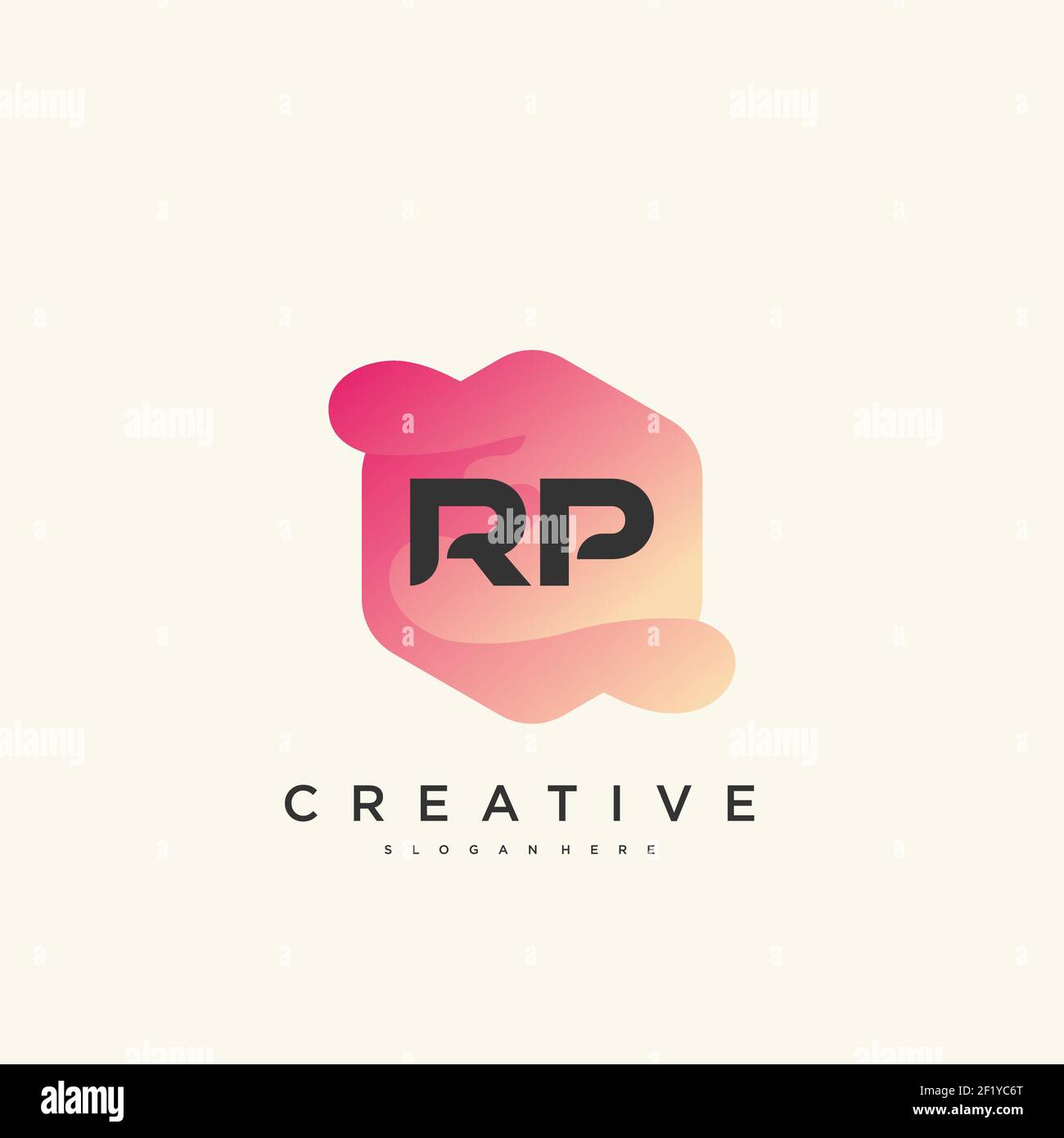 RP Initial Letter logo icon design template elements with wave colorful ...