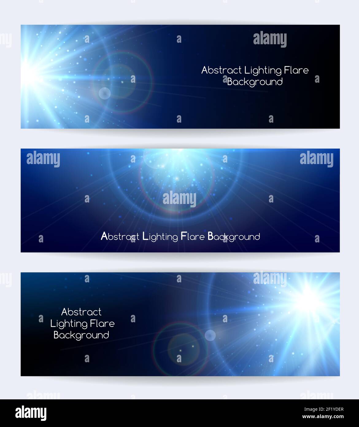 Abstract lighting flare vector banners. Ray and poster or card ...