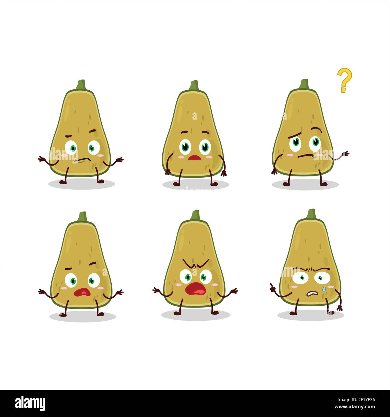 Cartoon character of slice of squash with what expression. Vector ...