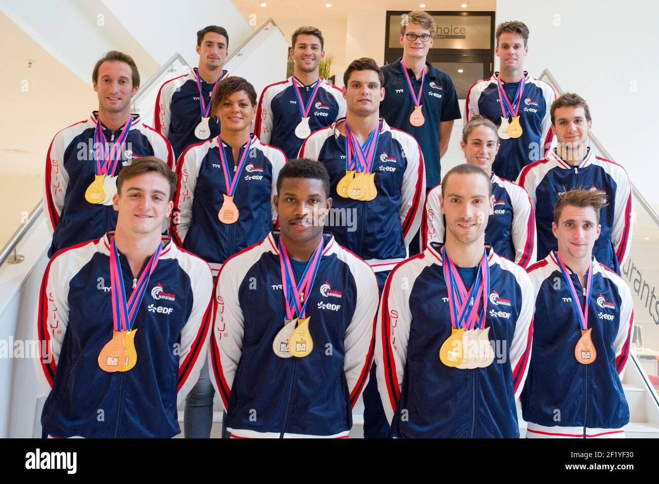 French Team medalist, Clement Mignon, Mehdy Metella, Jeremy Stravius ...