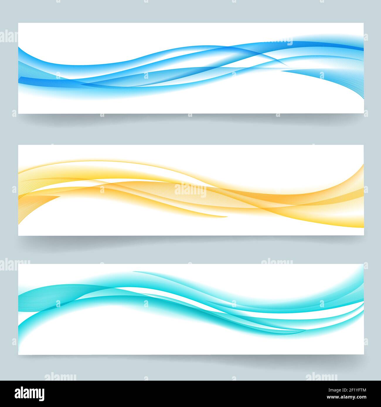 Set of abstract swoosh smooth wavy line headers or banners. Card paper ...