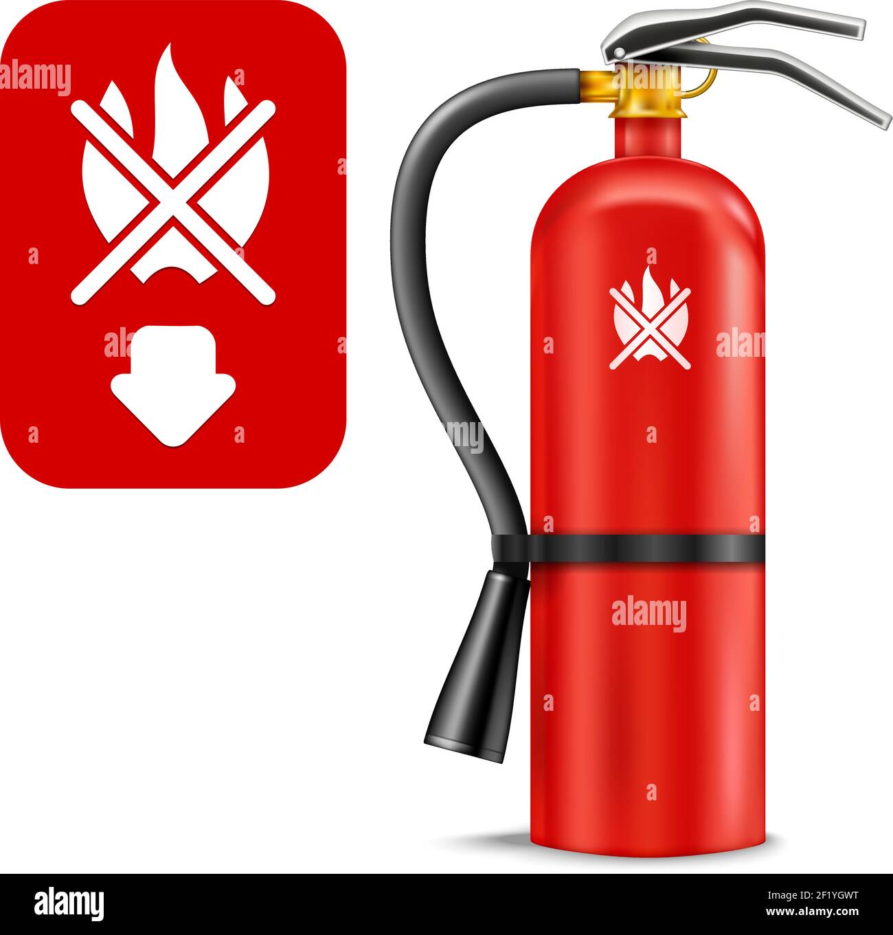 Fire Extinguisher and Sign isolated on white. Vector Illustration ...