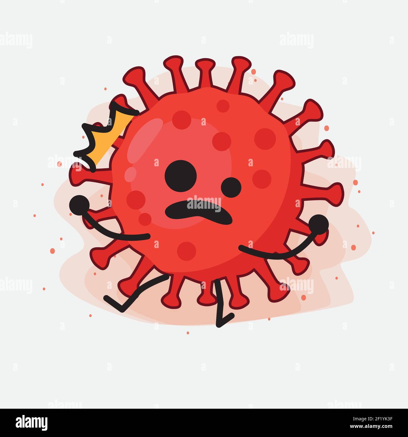 Vector Illustration of Red Virus Character with cute face, simple hands ...
