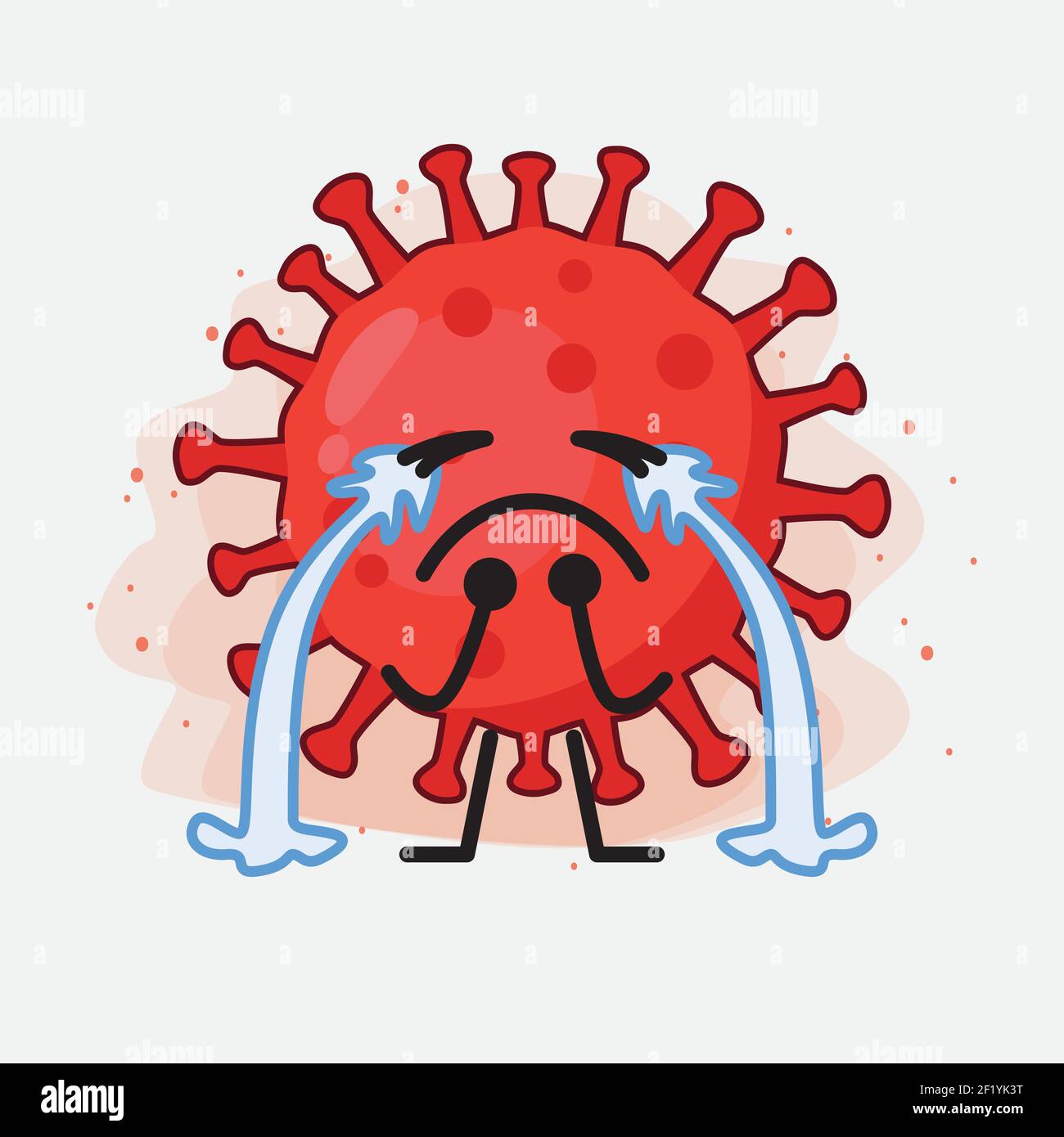 Vector Illustration of Red Virus Character with cute face, simple hands ...