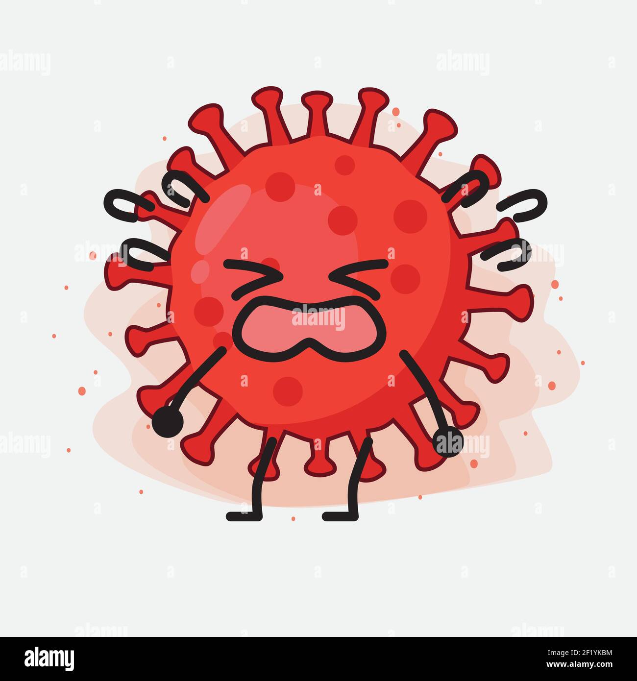 Vector Illustration of Red Virus Character with cute face, simple hands ...