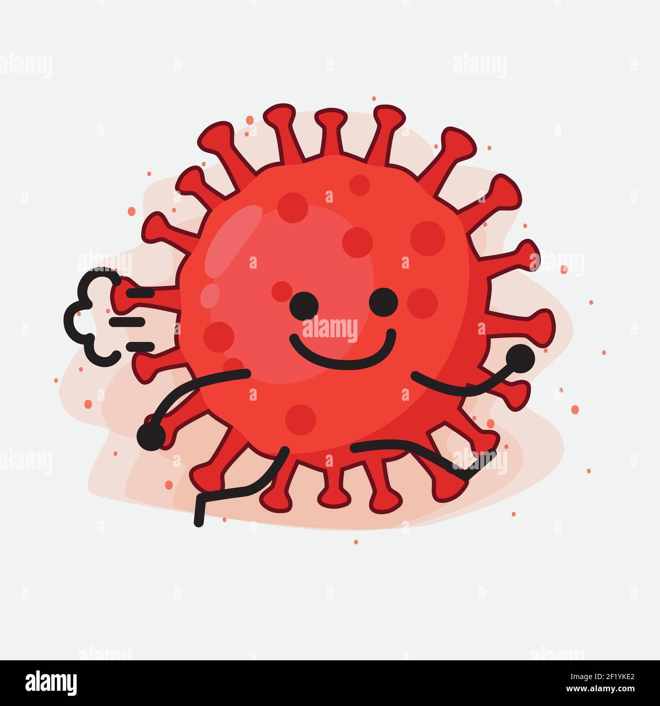 Vector Illustration of Red Virus Character with cute face, simple hands ...