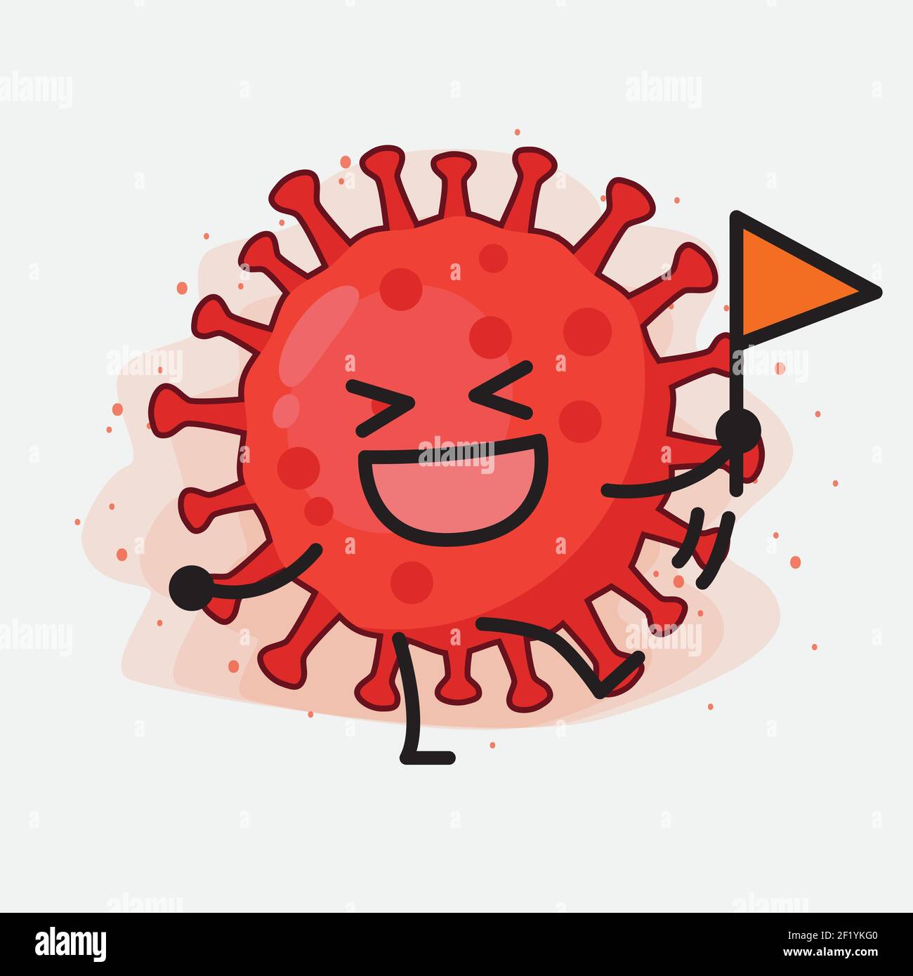 Vector Illustration of Red Virus Character with cute face, simple hands ...