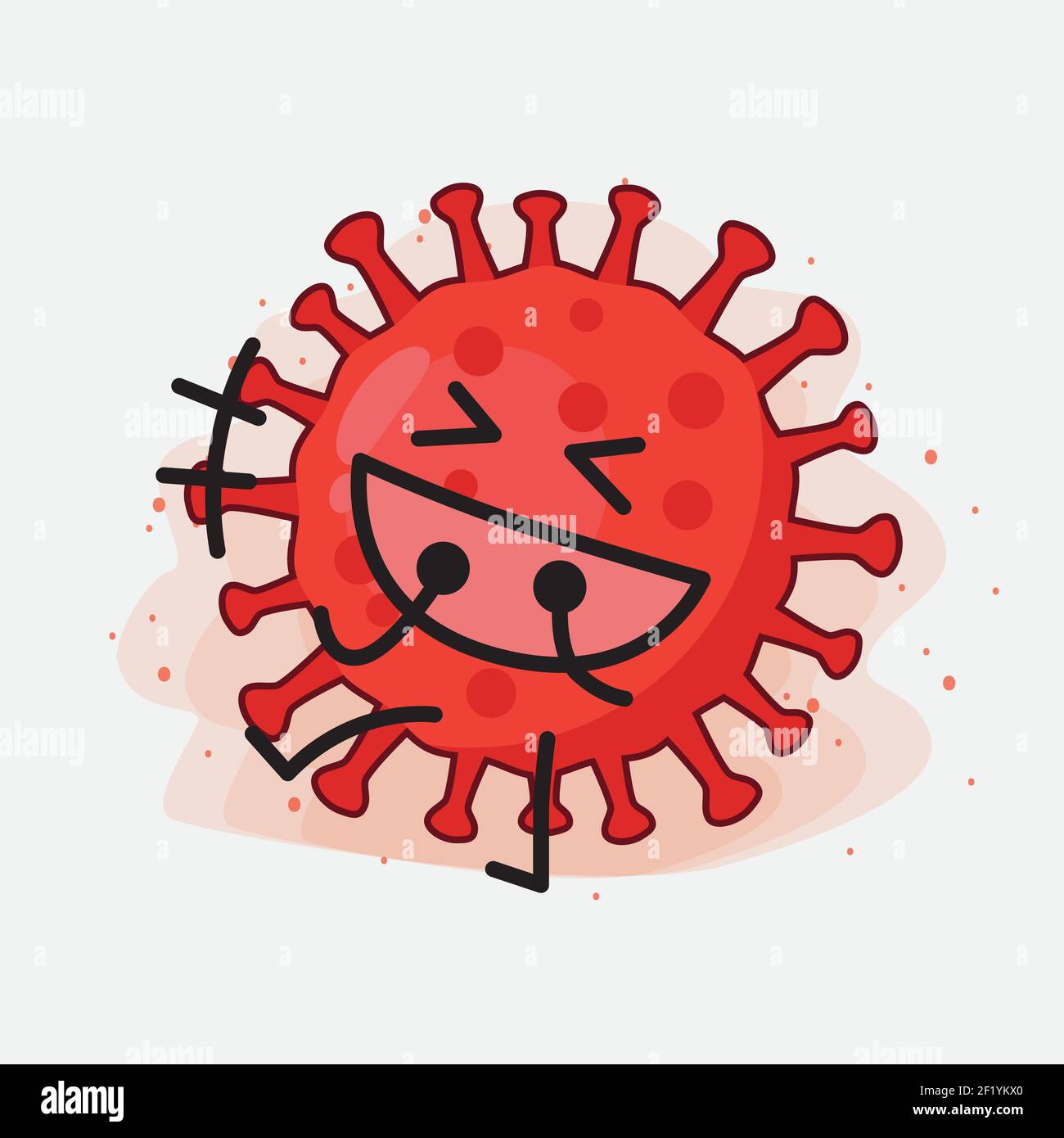 Vector Illustration of Red Virus Character with cute face, simple hands ...