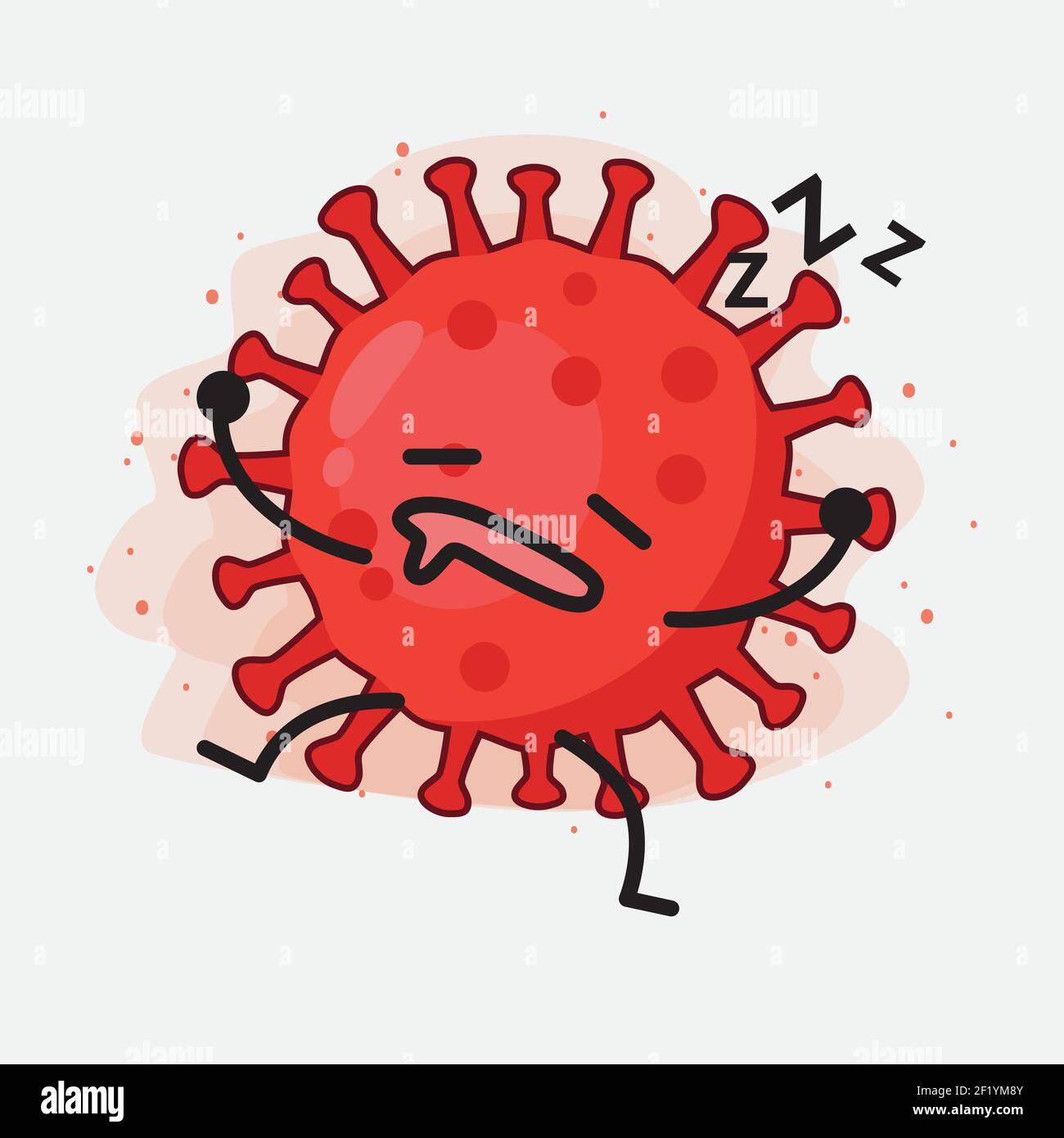 Vector Illustration of Red Virus Character with cute face, simple hands ...