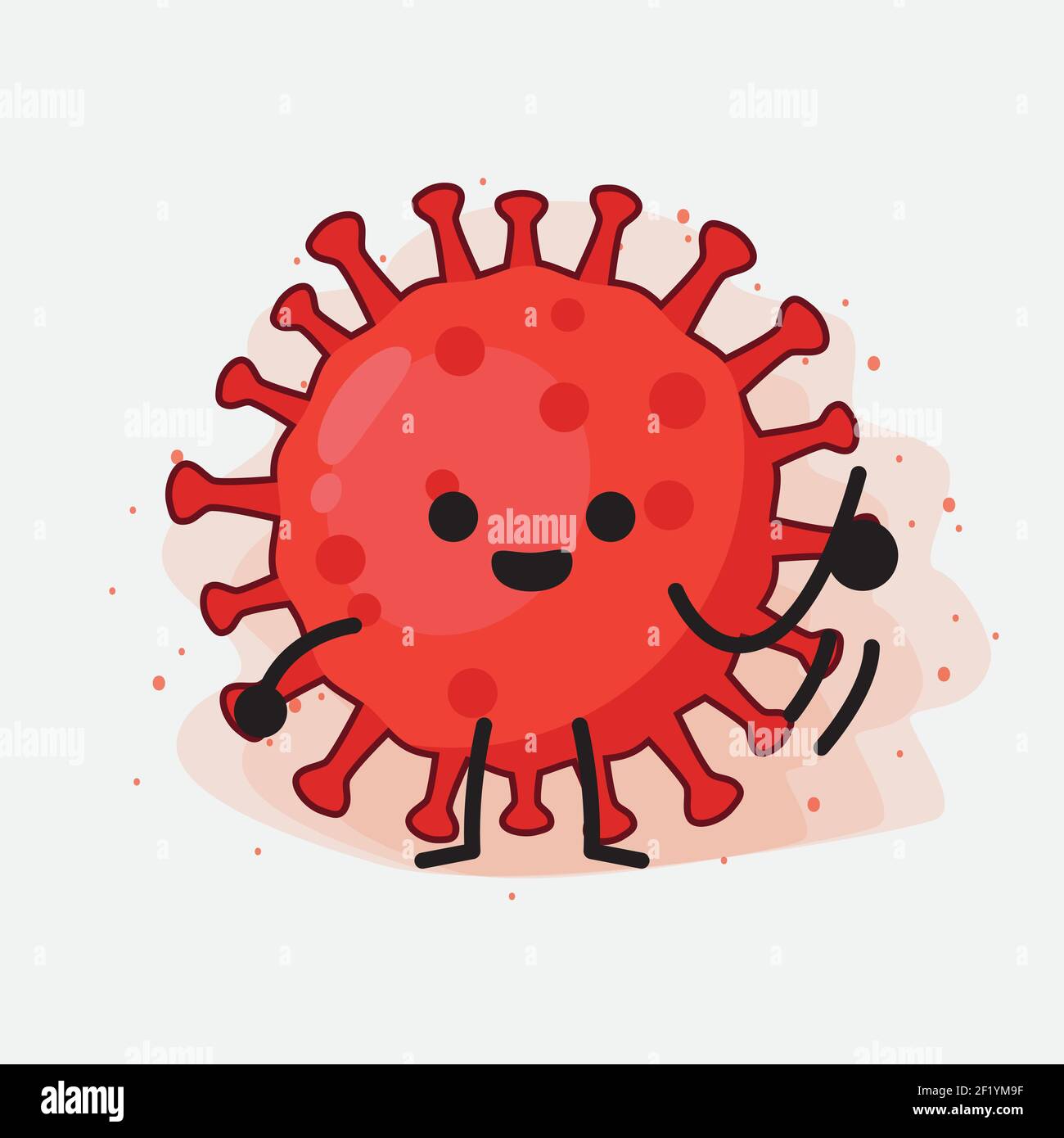 Vector Illustration of Red Virus Character with cute face, simple hands ...