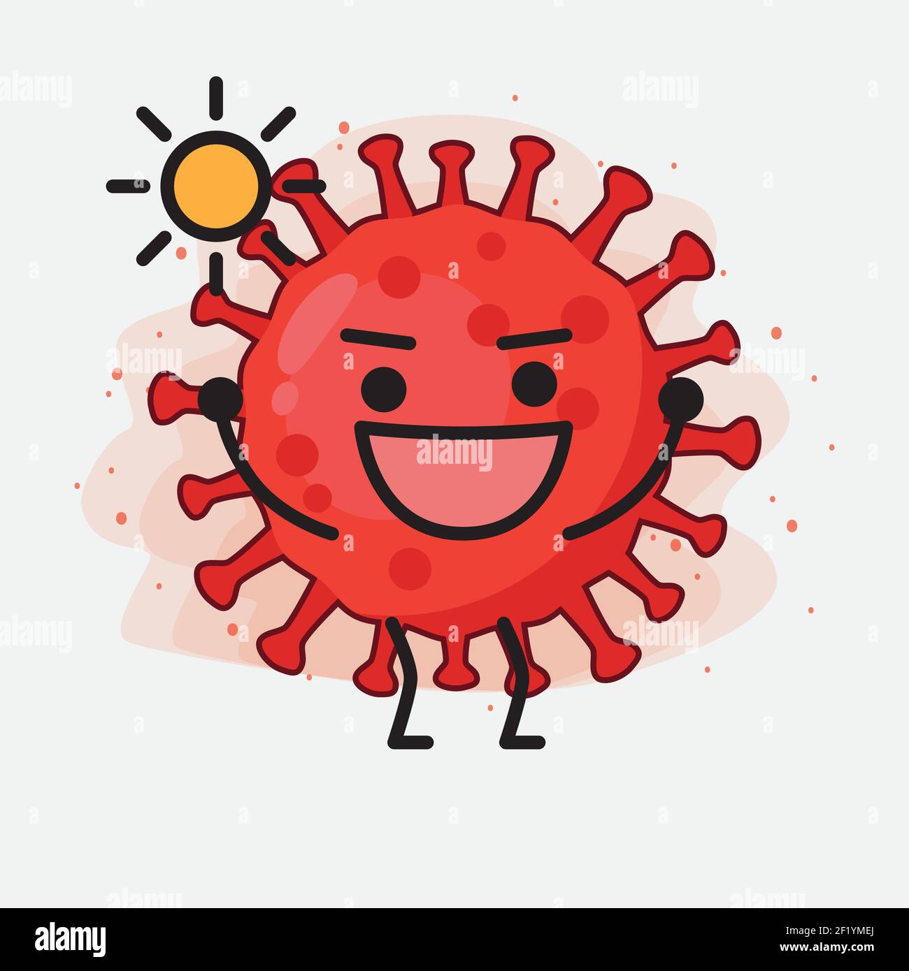 Vector Illustration of Red Virus Character with cute face, simple hands ...